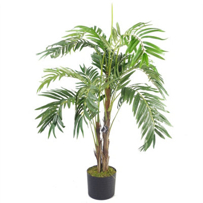 Large Artificial Palm Tree 120cm Luxury Copper Planter 4ft Realistic ...