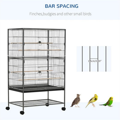 Large Bird Cage Budgie Cage for Finch Canaries Parrot with Stand Grey