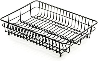 Large Black Dish Drainer & Plate Rack Cutlery Basket Included