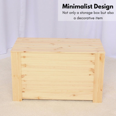 Large Blanket Box Chests with Lid 76x40x47cm Natural Wooden Toy Box Multi Purpose Toy Storage Box