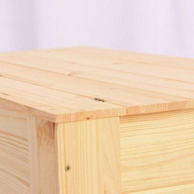 Large Blanket Box Chests with Lid 76x40x47cm Natural Wooden Toy Box Multi Purpose Toy Storage Box