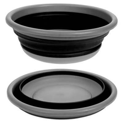 Large Bowl 7L Capacity Pop Up Collapsible Easy Storage 37cm x 37cm Grey X 1