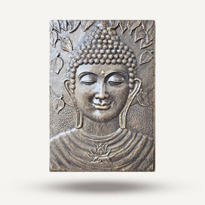 Large Buddha Antique Gold Iron Frame Relief Wall Decor