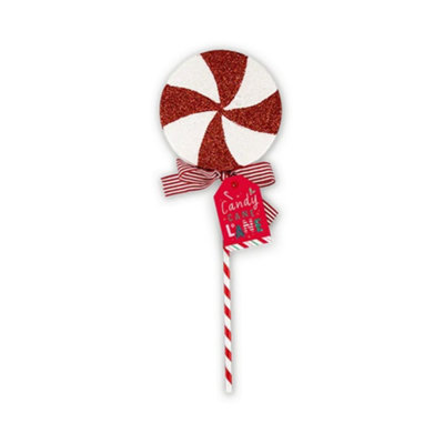 Large Candy Cane Stripe Glitter Decoration