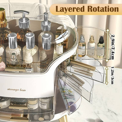 Large Capacity Makeup Storage Organizer Box with Drawers - Dust ...