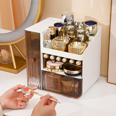 Large Capacity Tabletop Makeup Storage Organizer with Dustproof Brush ...