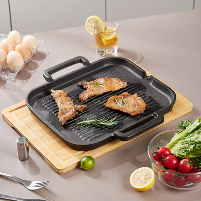 Large Cast Iron Griddle Pan with Dual Handles and Pour Spout for ...