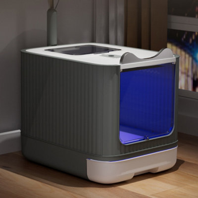 Large Cat Litter Box with UV Sterilizer Lamp 34.5cm W x 44.5cm D x 36.5cm H