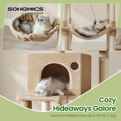 Large Cat Tree with 13 Scratching Posts, 2 Perches, Hammock, for Indoor ...