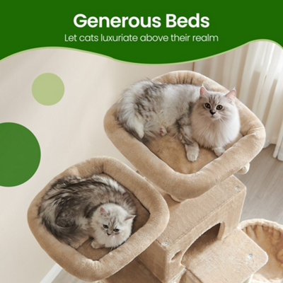 Large Cat Tree with 13 Scratching Posts, 2 Perches, Hammock, for Indoor ...