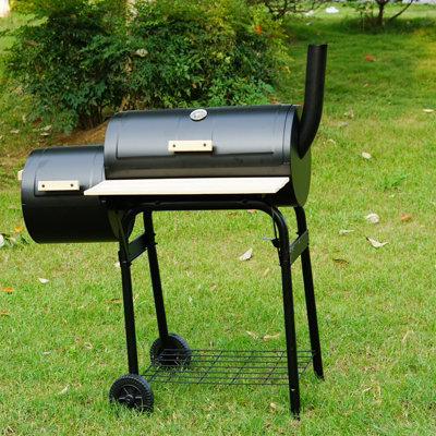 Large Charcoal Barrel BBQ Grill With Smoker Garden Barbecue Patio ...