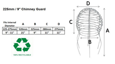 Large - Chimney Bird Guard Cowl Wire Balloon - Galvanised - 225-275mm ...