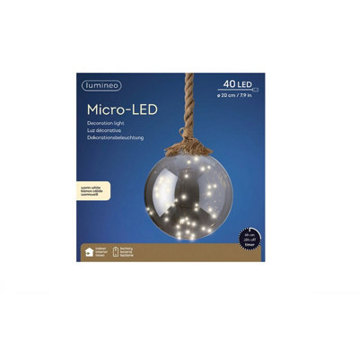 Large Christmas LED Globe Rope Light 40 Warm White LED In A 20cm Tinted ...