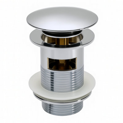 Large Chrome Slotted Basin Waste with Push Button Click Clack Plug For ...