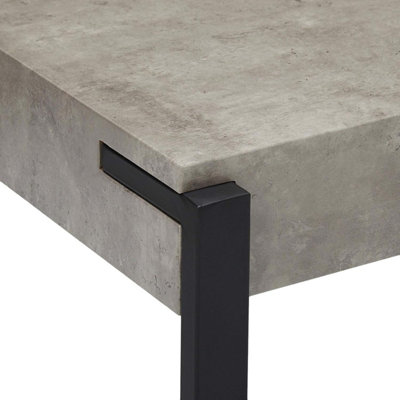 Large Coffee Table Concrete Effect Black Metal Frame Furniture