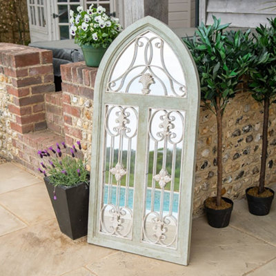 Large Decorative Orleans Garden Mirror - Green French Distressed Wood ...