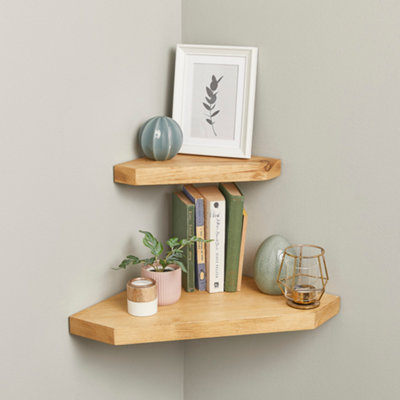 Large Diamond Corner Shelf made from Solid Wood - Off the Grain Rustic ...