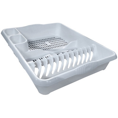 Large Dish Drainer Rack Kitchen Sink Draining Board - White