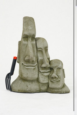 Large Easter Island Moai Head Trio for Garden
