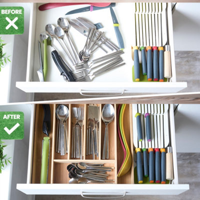 Large Expandable Bamboo Utensils Cutlery Tray 23.5cm to 37cm