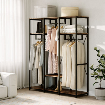 Large Freestanding Heavy Duty Garment Clothing Rack with Storage ...