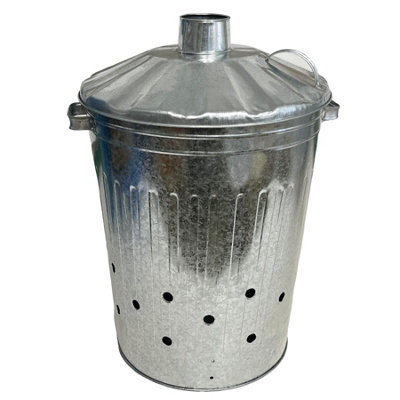Large Galvanised Incinerator Bin + Lid Garden Rubbish Leaf Waste Burner 1pc