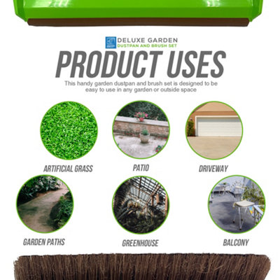 Large Garden Dustpan and Brush Set - Strong Outdoor Dust Pan