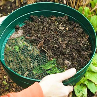 Large Garden Mesh Riddle Sieve Metal Strong Riddle for soil and potting ...