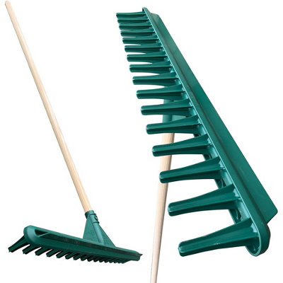 Large Garden Rake Head 120cm Handle Heavy Duty Plastic 16 Teeth Soil
