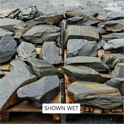 Large Garden Rockery / Pond Edging Stones - Welsh Slate 450-600mm