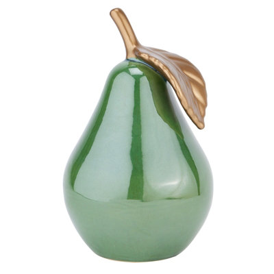 Large Green Pear Ornament - Ceramic - L17 x W17 x H28 cm | DIY at B&Q