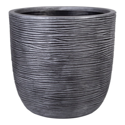 Large Grey Round Planter Amalfi Stone Effect Decorative Plant Pot 42 ...