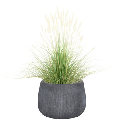 Large Grey Symmetry Stripe Fibre Clay Indoor Outdoor Summer Flower ...