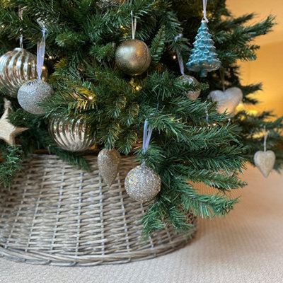 Large Grey Wicker Christmas Tree Skirt Surround