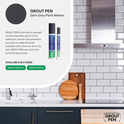 Large Grout Pen Dark Grey - Revives & Restores Stained Tile Grout ...