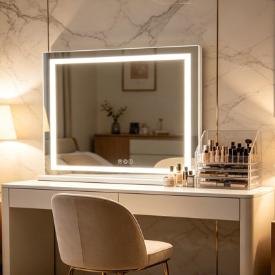 Large Hollywood LED Vanity Mirror with 3 Colour Lights Touch Control ...