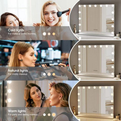 Large Hollywood Vanity Mirror 15 Dimmable LED Dual USB Charging 58x48cm