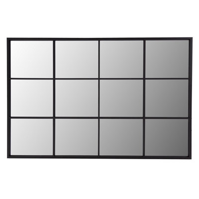 Large Industrial Window Mirror L120 x D2.5cm x W80cm Black