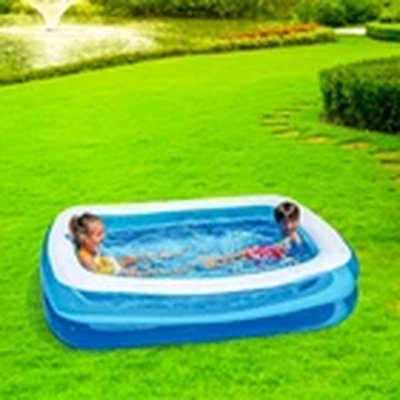 Large Inflatable Family Paddling Pool for Kids & Adults - Rectangular ...