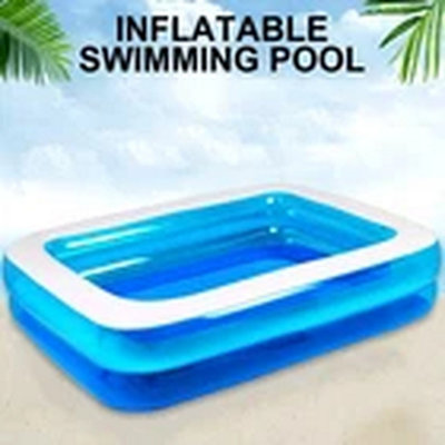 Large Inflatable Family Paddling Pool for Kids & Adults - Rectangular ...