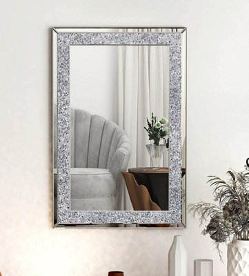 LARGE JEWEL WALL MIRROR LOOSE DIAMANTE NEW CRYSTAL SQUARE DECOR MIRROR ...