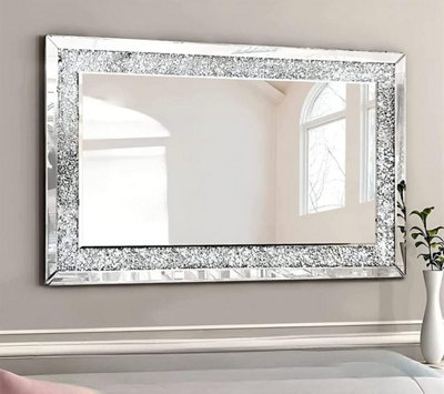 LARGE JEWEL WALL MIRROR LOOSE DIAMANTE NEW CRYSTAL SQUARE DECOR MIRROR ...