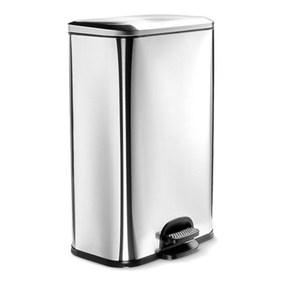 Large Kitchen Bin 50L With Soft Close - 70cm High - Silver Stainless ...