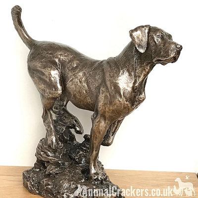 Large Labrador on Rocks dog figurine in solid cold cast bronze designed ...