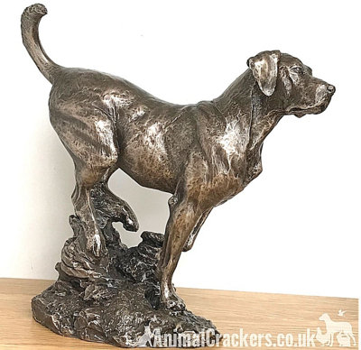 Large Labrador on Rocks dog figurine in solid cold cast bronze designed ...