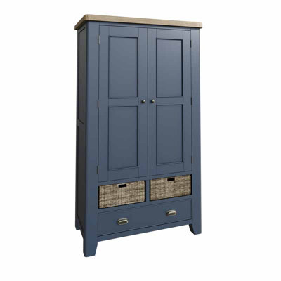 Large Larder Unit - Pine/MDF/Wicker - L110 x W55 x H190 cm - Blue ...