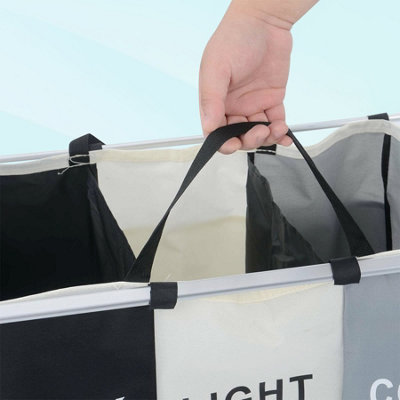 Large Laundry Hamper 3 Compartment Foldable Laundry Basket, Black ...