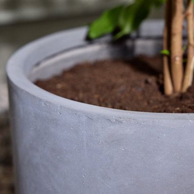 Large Light Grey Fibre Clay Indoor Outdoor Garden Planter Houseplant ...