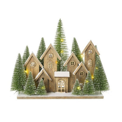 Large Light Up Trees and Houses Decoration
