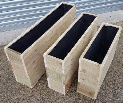Large Lined 3 Tier Rough Sawn Garden Trough - 20cm wide x 47cm high x ...